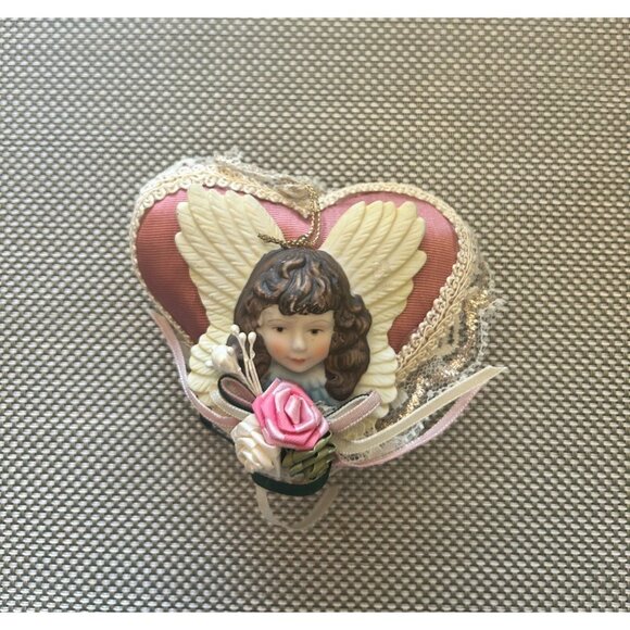Unknown | Holiday | Vintage Victorian Angel Figurine Heartshaped Satin ...